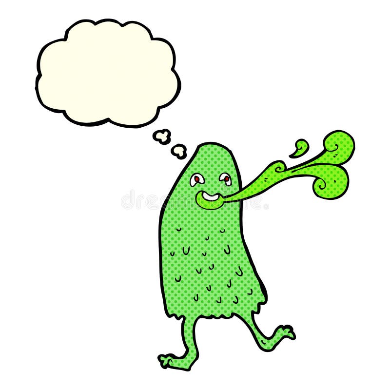 Cartoon Funny Slime Monster with Thought Bubble Stock Illustration ...