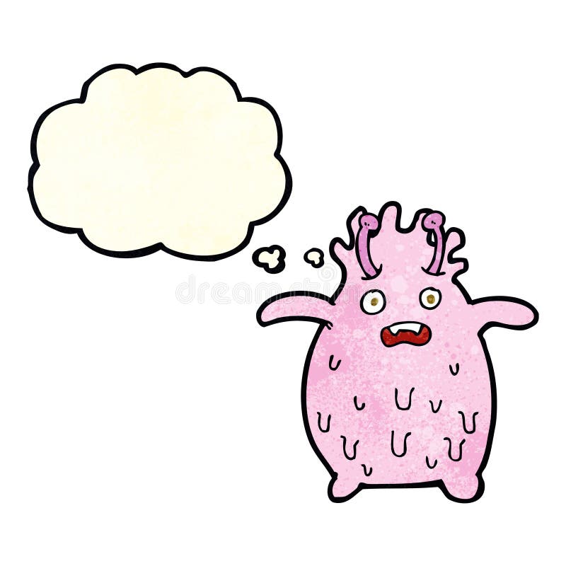 Cartoon Funny Slime Monster with Thought Bubble Stock Illustration ...