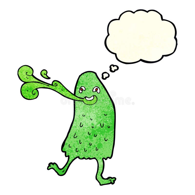 Cartoon Funny Slime Monster with Thought Bubble Stock Illustration ...