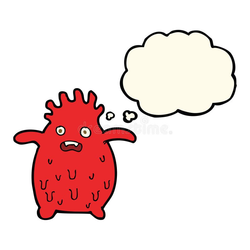 Cartoon Funny Slime Monster with Thought Bubble Stock Illustration ...