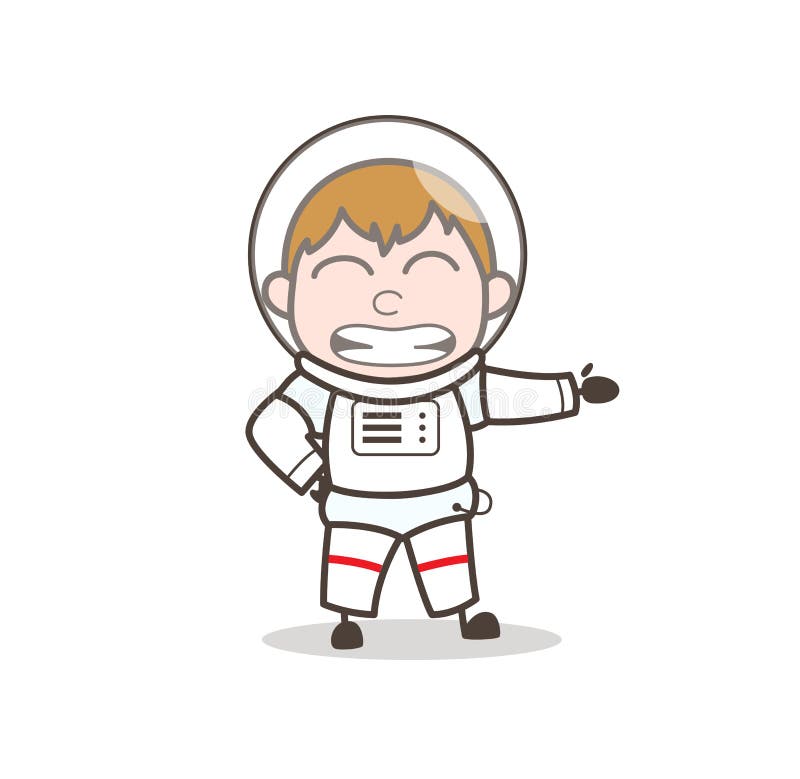 Cartoon Funny Spaceman Facial Expression and Gesturing Hand Vector ...