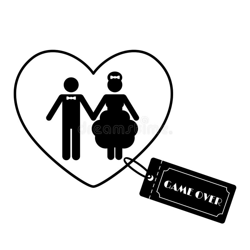 Cartoon Funny Wedding Symbols - Game Over Stock Vector - Illustration ...