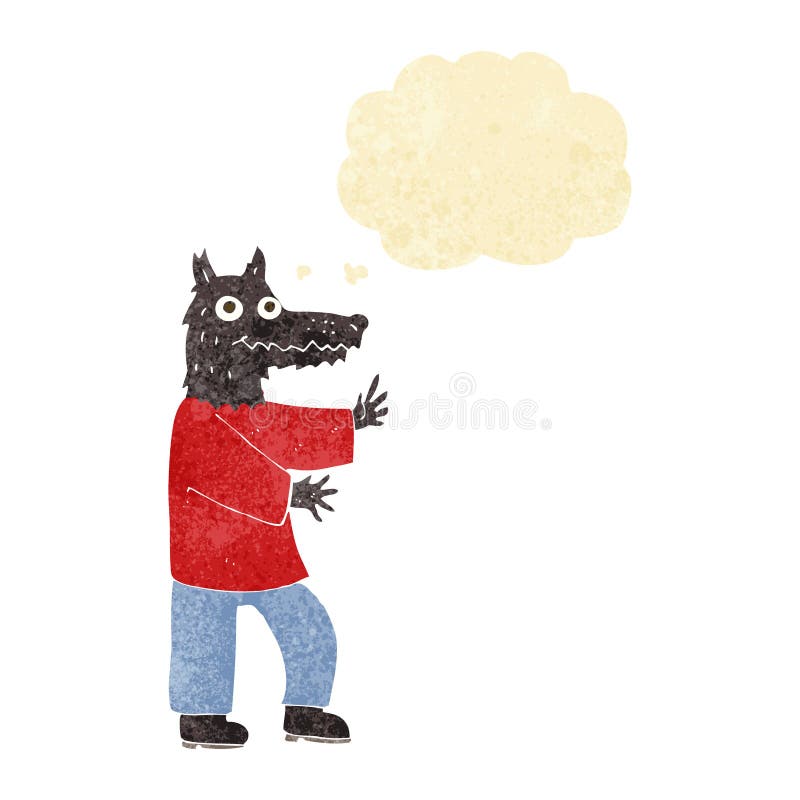 Cartoon Funny Werewolf with Thought Bubble Stock Illustration ...