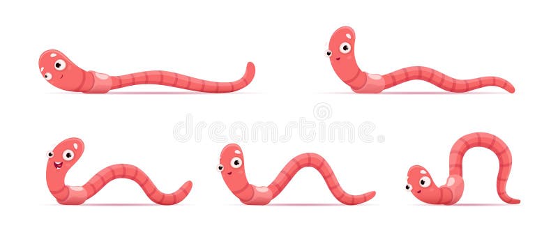 Cartoon Funny Worm. Animation of Crawl Earthworm Stock Vector ...