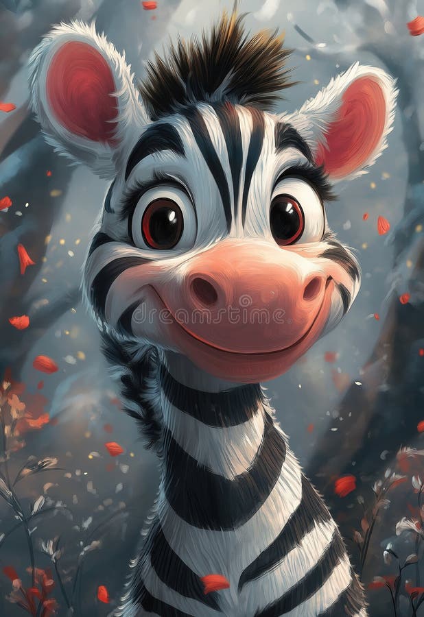 Cartoon Funny Zebra on a Blurred Background. Stock Photo - Image of ...
