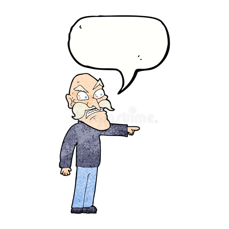 Cartoon Furious Old Man with Speech Bubble Stock Illustration ...