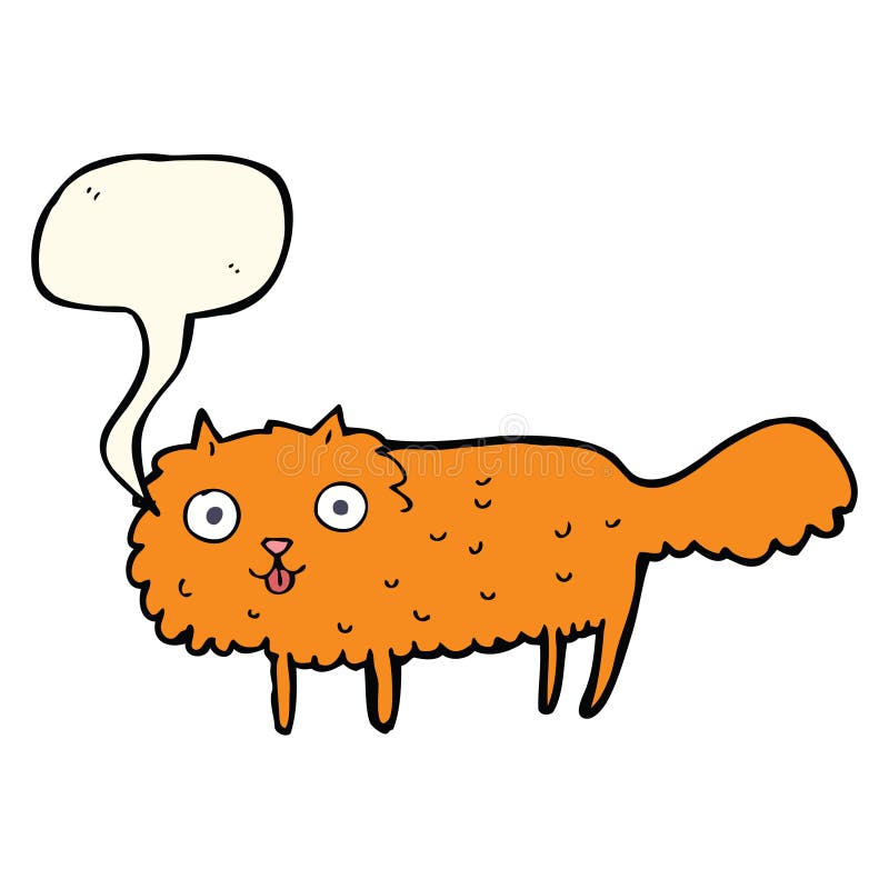 Cartoon Furry Cat with Speech Bubble Stock Illustration - Illustration ...