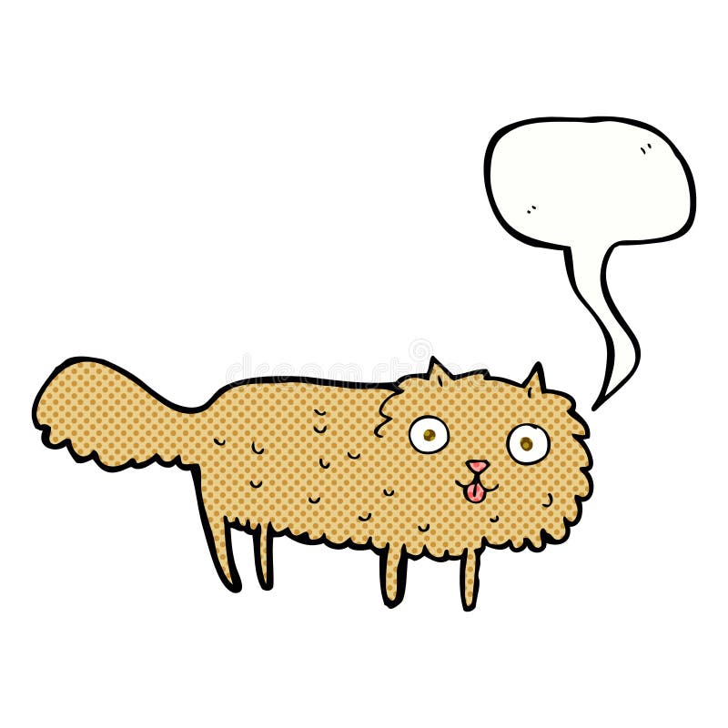 Cartoon Furry Cat with Speech Bubble Stock Illustration - Illustration ...