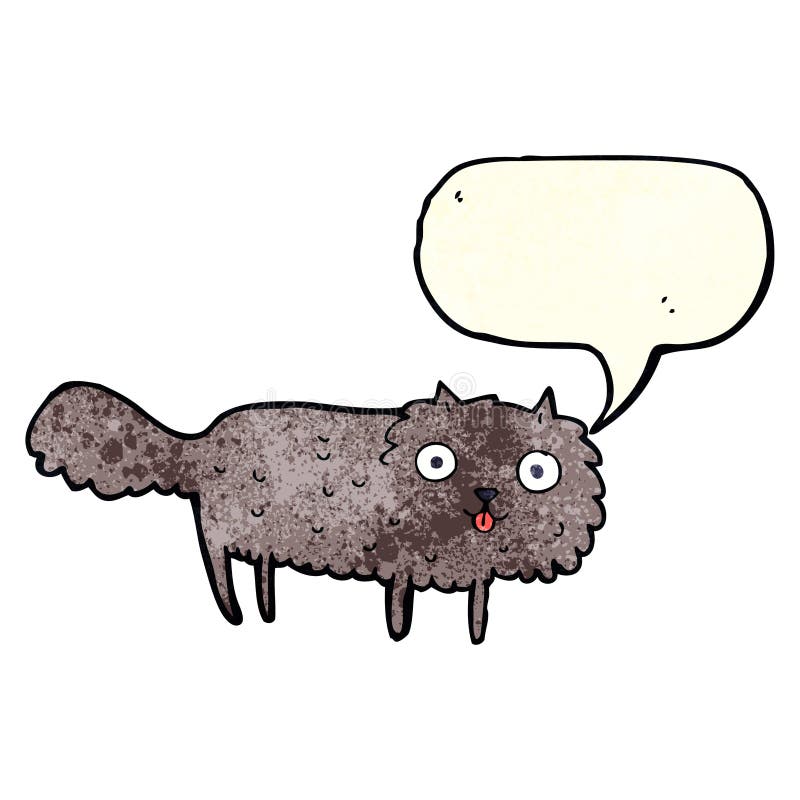 Cartoon Furry Cat with Speech Bubble Stock Illustration - Illustration ...