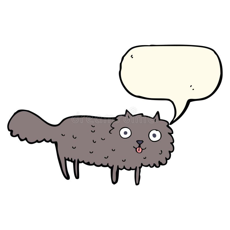 Cartoon Furry Cat with Speech Bubble Stock Illustration - Illustration ...