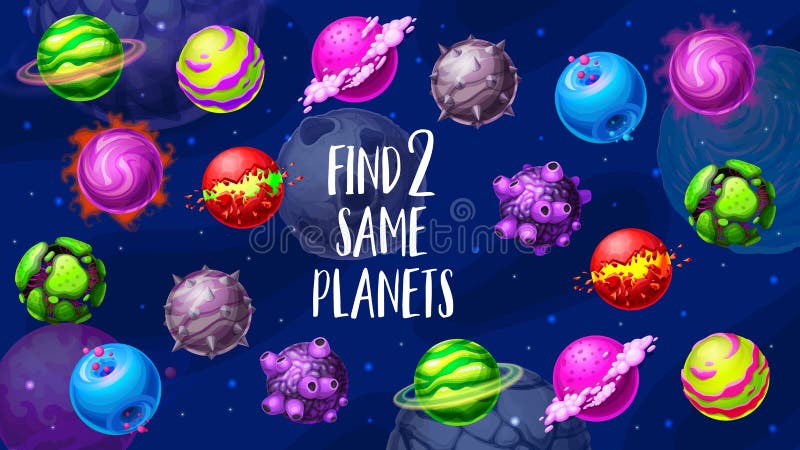 Cartoon Galaxy Space Planets Find Two Same Planets Stock Vector ... Cartoon Galaxy Space Planets Find Two Same Planets Stock Vector ...
