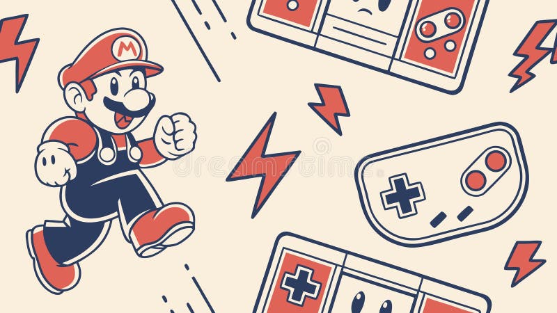 Cartoon Game Character with Controllers Seamless Pattern, Vector Design ...