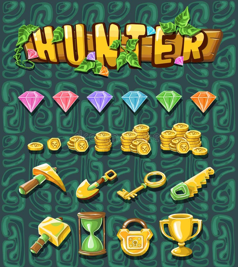 Cartoon Game Interface. Wooden Elements and Menus Stock Vector ...