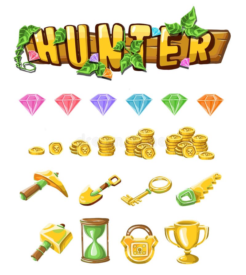 Cartoon Game Interface. Wooden Elements and Menus Stock Vector ...