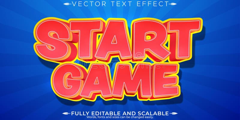 Cartoon Game Text Effect, Editable Start and Play Text Style Stock ...