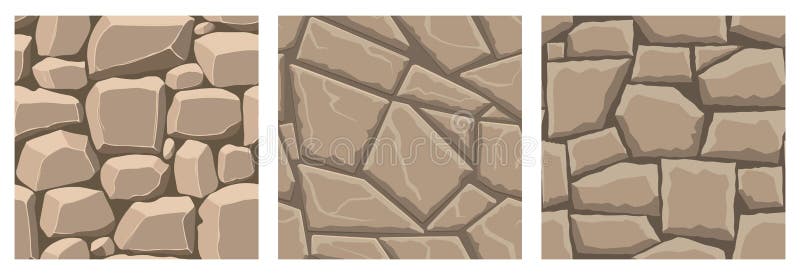 Cartoon Game Textures, Rocks, Dirt and Ground Surface Seamless Patterns ...