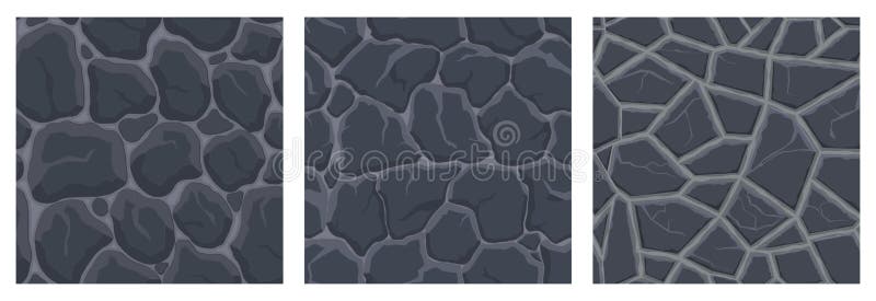 Cartoon Game Textures, Rocks, Dirt and Ground Surface Seamless Patterns ...