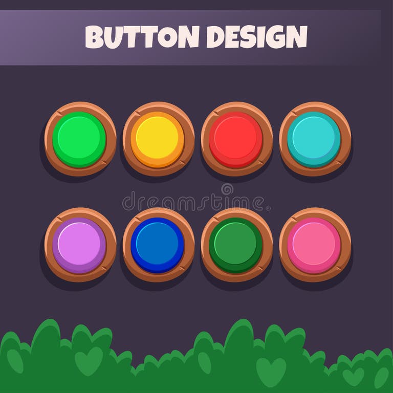 Cartoon Game UI Buttons Design. Set of Colored Empty Button Design for ...