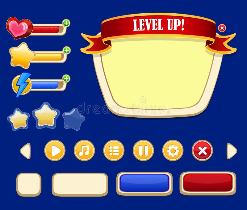 Cartoon Game User Interface Concept Stock Vector - Illustration of gold ...