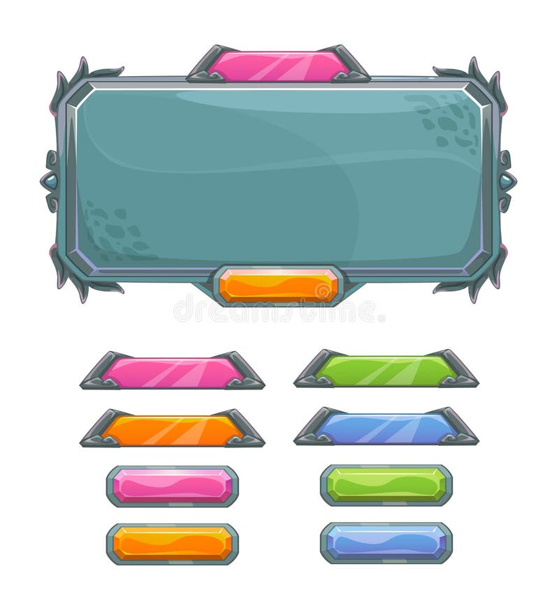 Cartoon Game User Interface Elements. Stock Vector - Illustration of ...