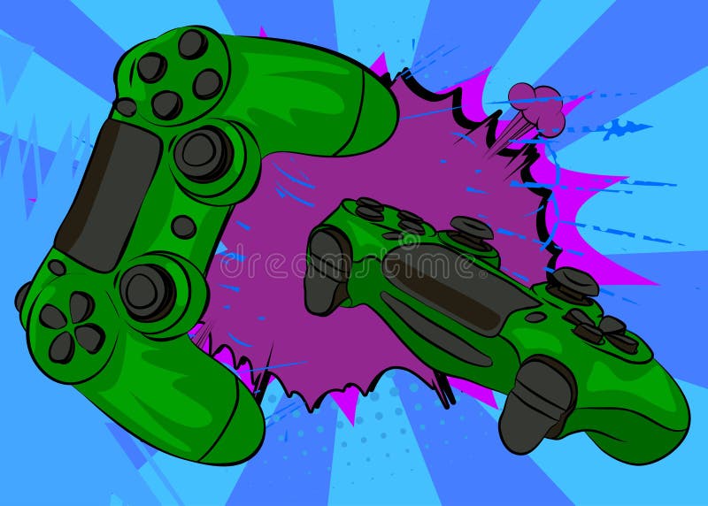 Cartoon Gaming Controller, Comic Book Joystick. Vintage Retro Vector ...