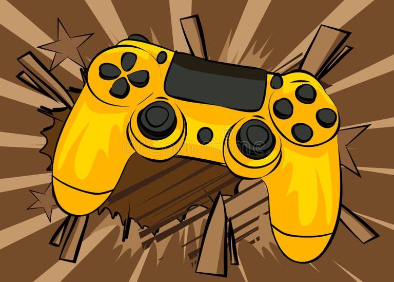 Cartoon Gaming Controller, Comic Book Joystick. Vintage Retro Vector ...