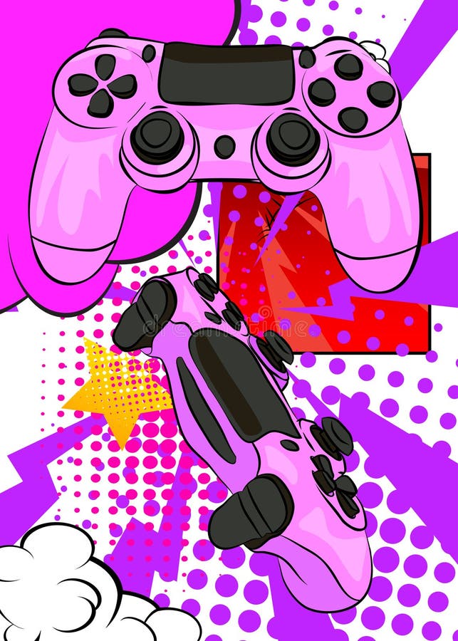 Cartoon Gaming Controller, Comic Book Joystick. Vintage Retro Vector Comics Pop Art Design Stock ...