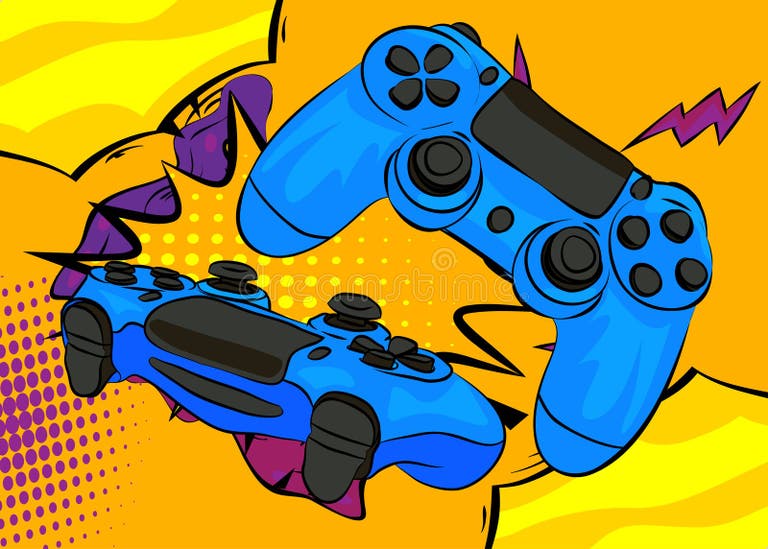 Cartoon Gaming Controller, Comic Book Joystick. Vintage Retro Vector ...