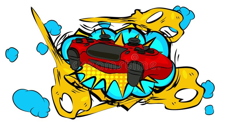 Cartoon Gaming Controller, Comic Book Joystick Video. Retro Comics Pop ...