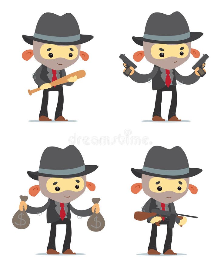 Cartoon Gangsters stock vector. Illustration of figure - 97942732