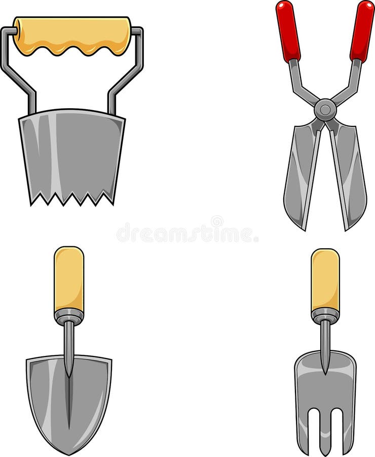 Cartoon Gardener Tools. Vector Hand Drawn Collection Set Stock Vector ...