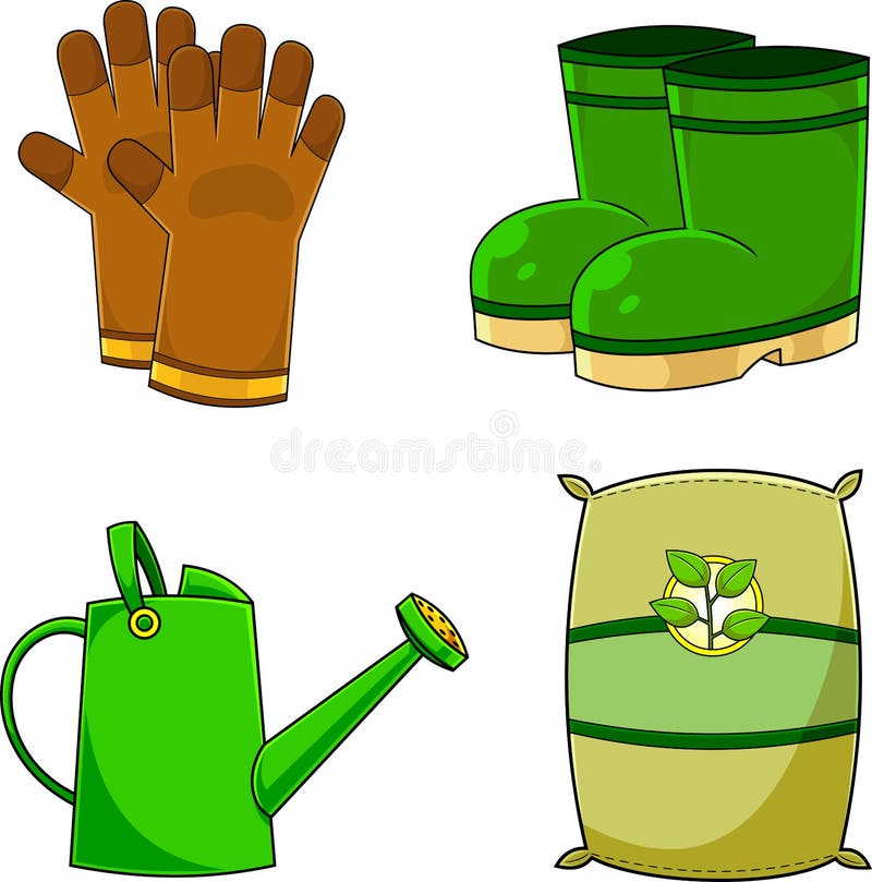 Cartoon Gardener Tools. Vector Hand Drawn Collection Set Stock Vector ...
