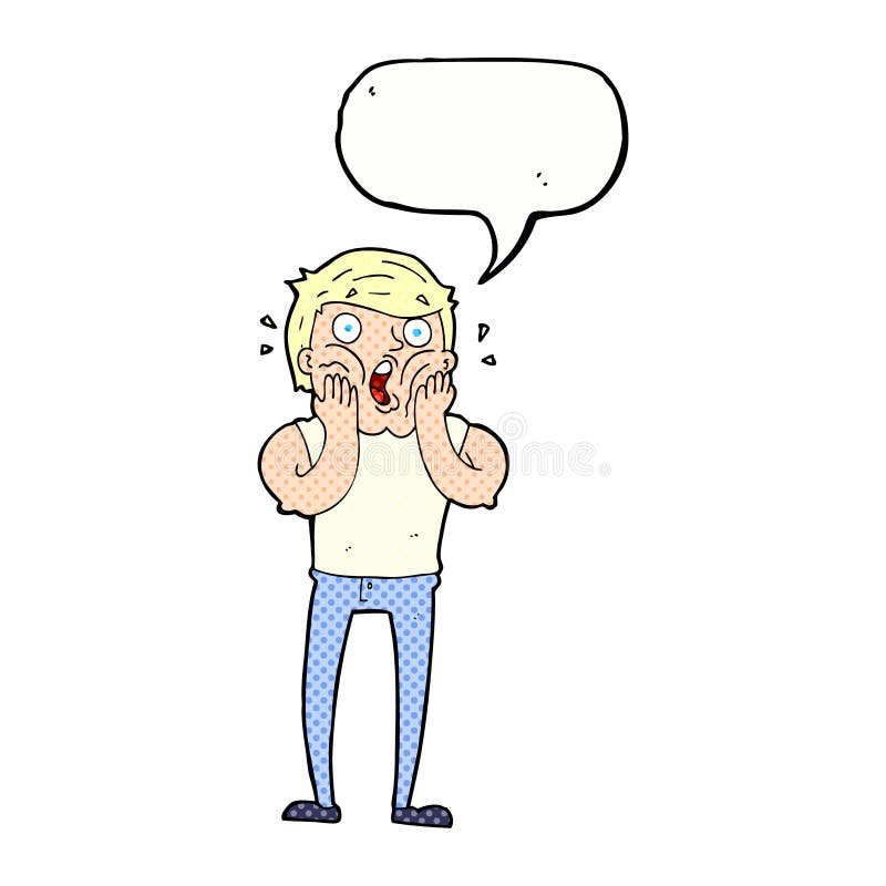 Cartoon Gasping Man with Speech Bubble Stock Illustration ...