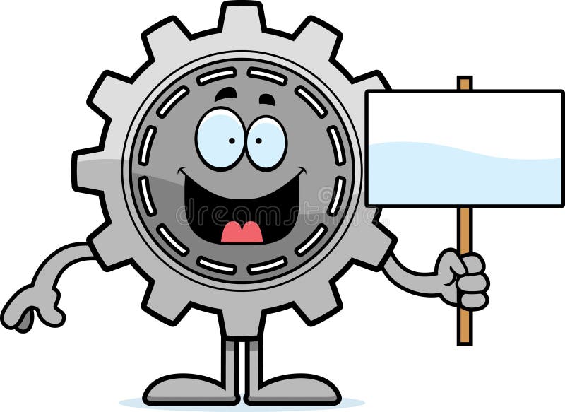 Cartoon Gear Sign stock vector. Illustration of vector - 52396038