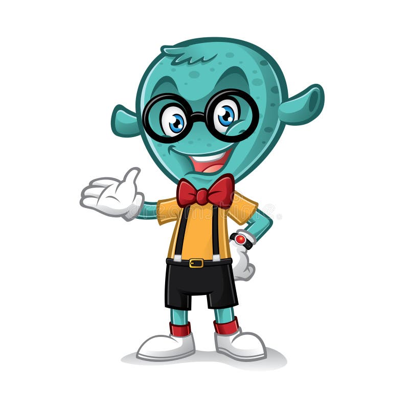 Cartoon Geek Alien stock vector. Illustration of green - 81516940