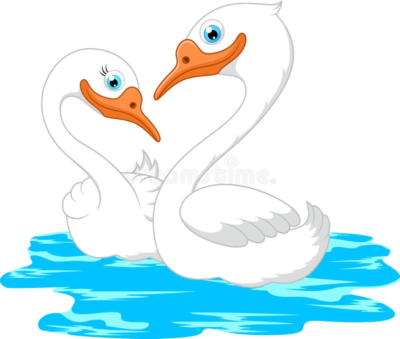 Cartoon geese on the pond stock vector. Illustration of cute - 68889215