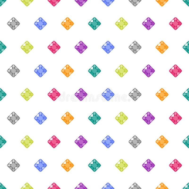Cartoon Gems White Seamless Pattern Stock Vector - Illustration of ...