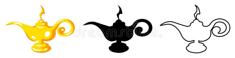 Cartoon Genie Lamp Vector Illustration Isolated On White Background