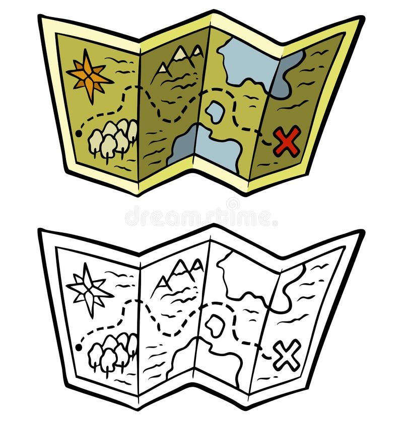 Cartoon Geographical Map Vector Icon for Coloring Stock Vector ...