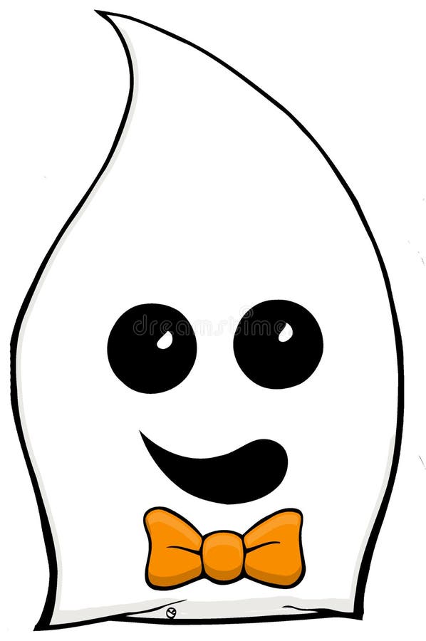 Cartoon Ghost Face with Orange Bow Tie Stock Vector - Illustration of ...