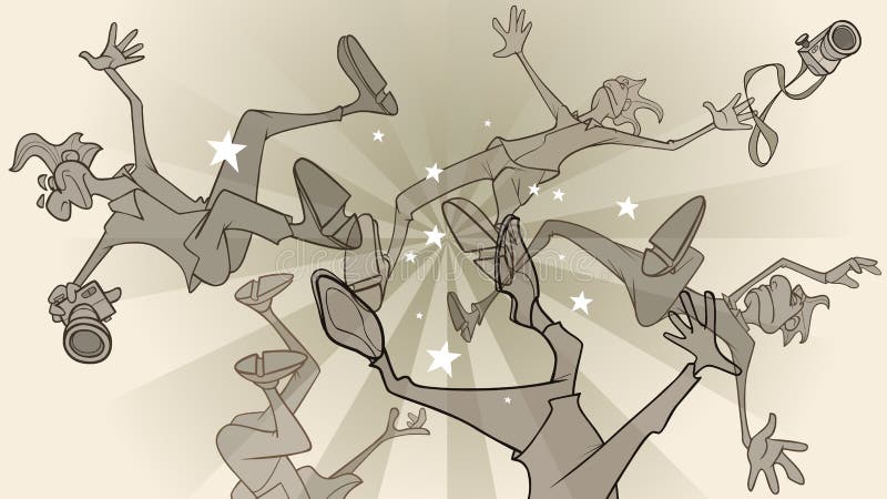 Cartoon Ghost People with Cameras Flying in Zero Gravity Stock Vector ...