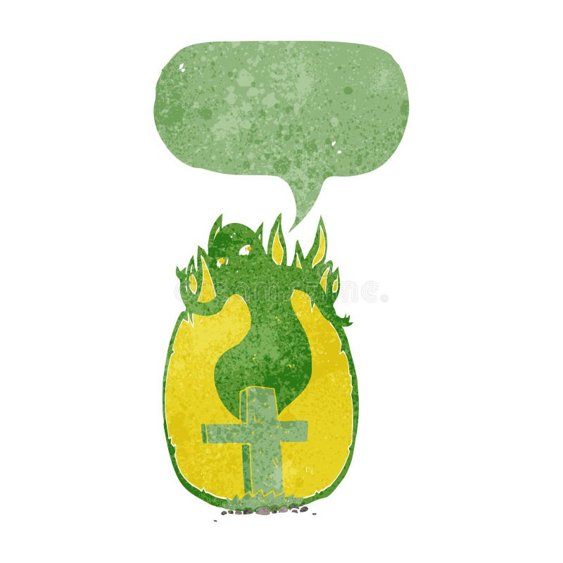 Cartoon Ghost Rising from Grave with Speech Bubble Stock Illustration ...