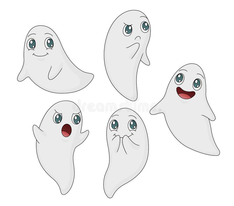 Cartoon Ghost Set stock vector. Illustration of october - 43752084