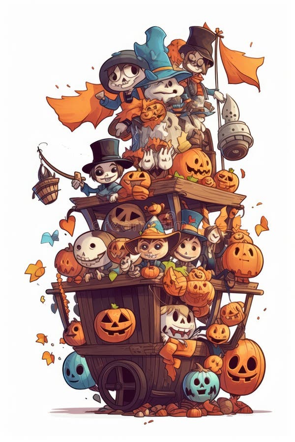 Cartoon Ghost Ship. Halloween Illustration. Stock Illustration ...