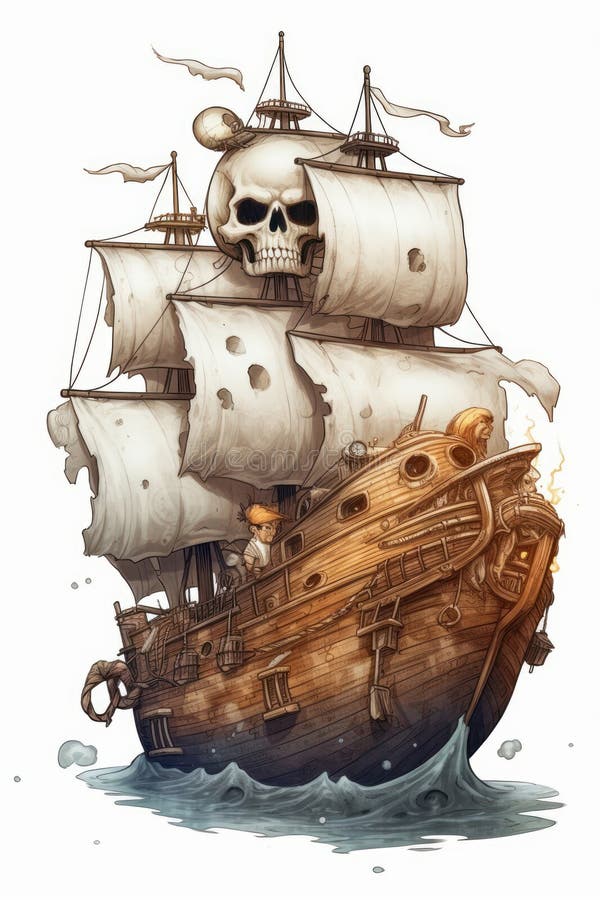 Cartoon Ghost Ship. Halloween Illustration. Stock Illustration ...