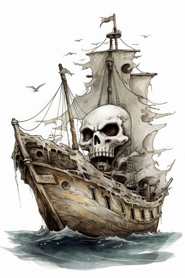 Cartoon Ghost Ship. Halloween Illustration. Stock Illustration ...