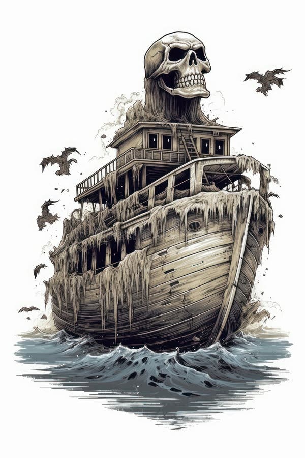 Cartoon Ghost Ship. Halloween Illustration. Stock Illustration ...