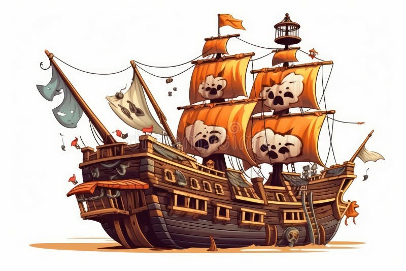 Cartoon Ghost Ship. Halloween Illustration. Stock Illustration ...