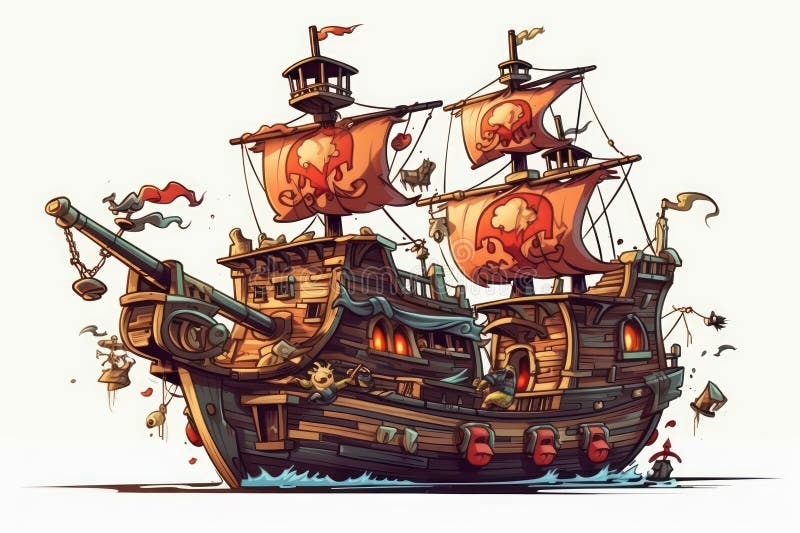 Cartoon Ghost Ship. Halloween Illustration. Stock Illustration ...