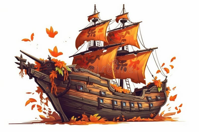Cartoon Ghost Ship. Halloween Illustration. Stock Illustration ...